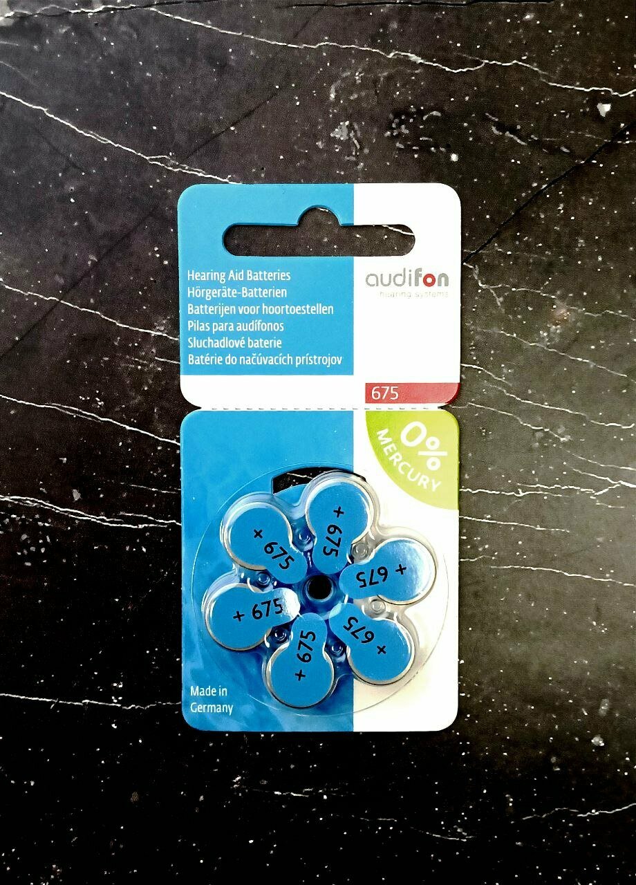 Батарейки Audifon N675, для слухового аппарата (6шт)