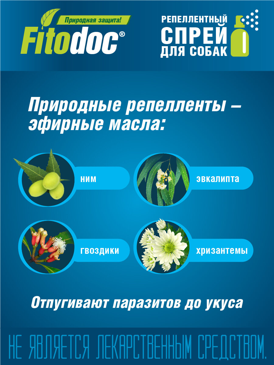 Спрей репеллентный фитодок Max от блох и клещей для собак, 100мл — фото 1