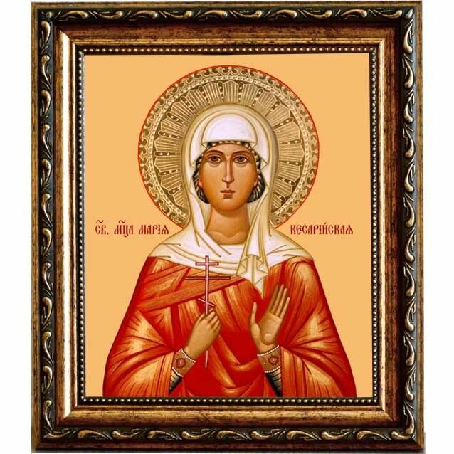 Мария Кесарийская (Палестинская) мученица. Икона на холсте. (15 х 18 см / В раме)