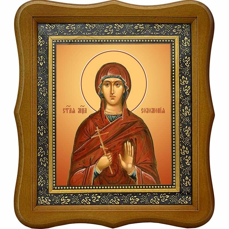 Соломония (Саломия) Маккавей мученица. Икона на холсте. (17 х 21 см / В деревянном киоте под стеклом).