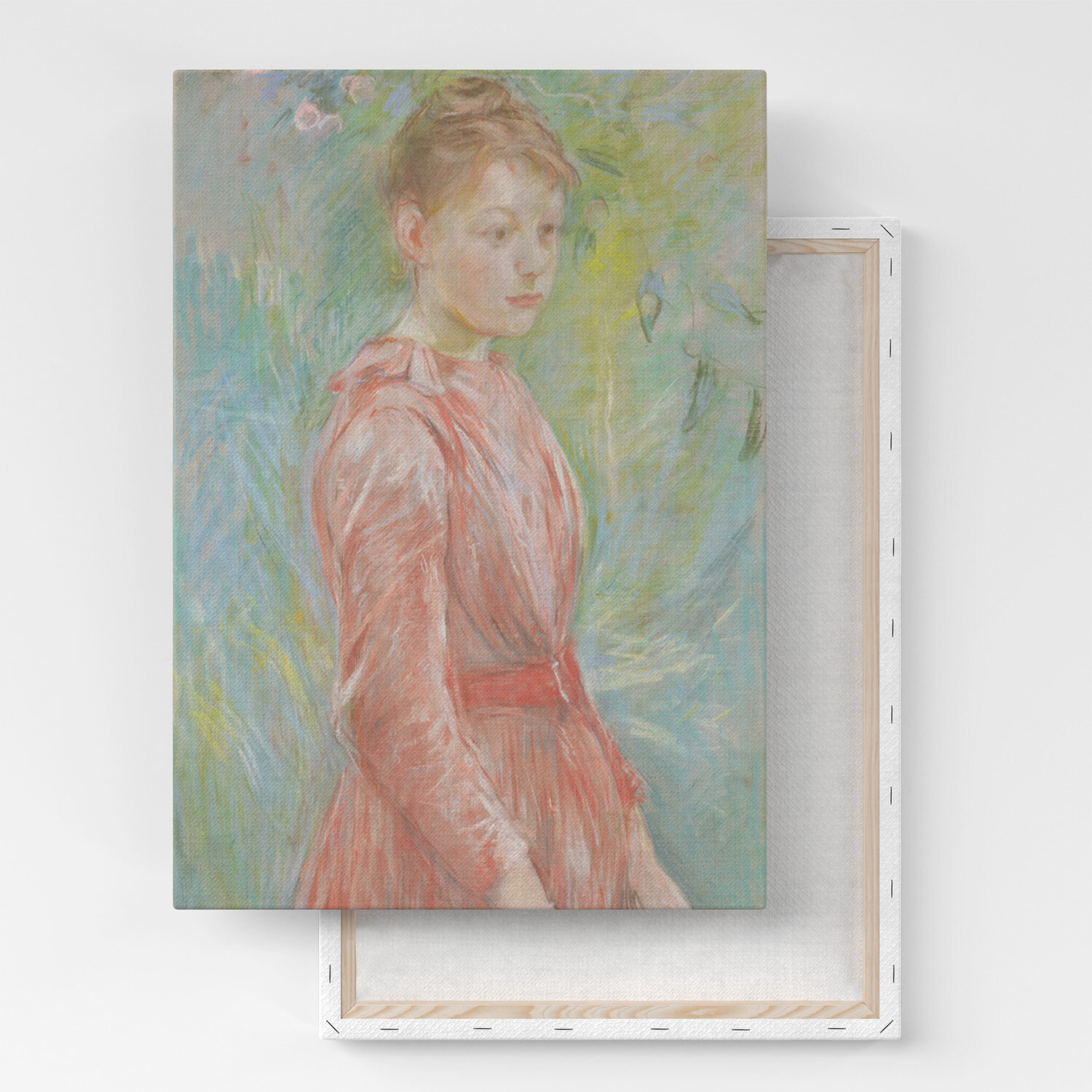 Картина на холсте, репродукция / Берта Моризо - Girl in Rose Dress / Размер 60 x 80 см