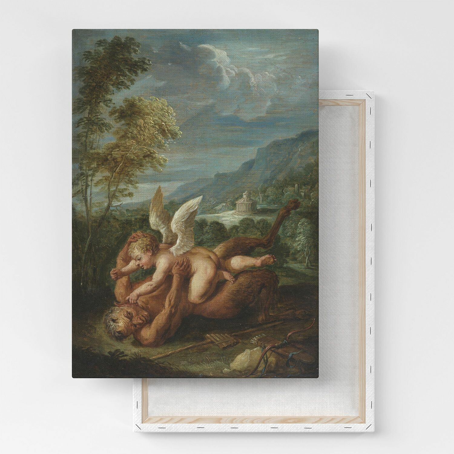 Картина на холсте, репродукция / Давид Тенирс Младший - Cupid overcoming Pan / Размер 30 x 40 см