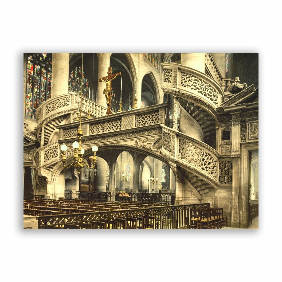 Постер, плакат на бумаге / St. Etienne-du-Mont, church interior, Paris, France / Размер 30 x 40 см