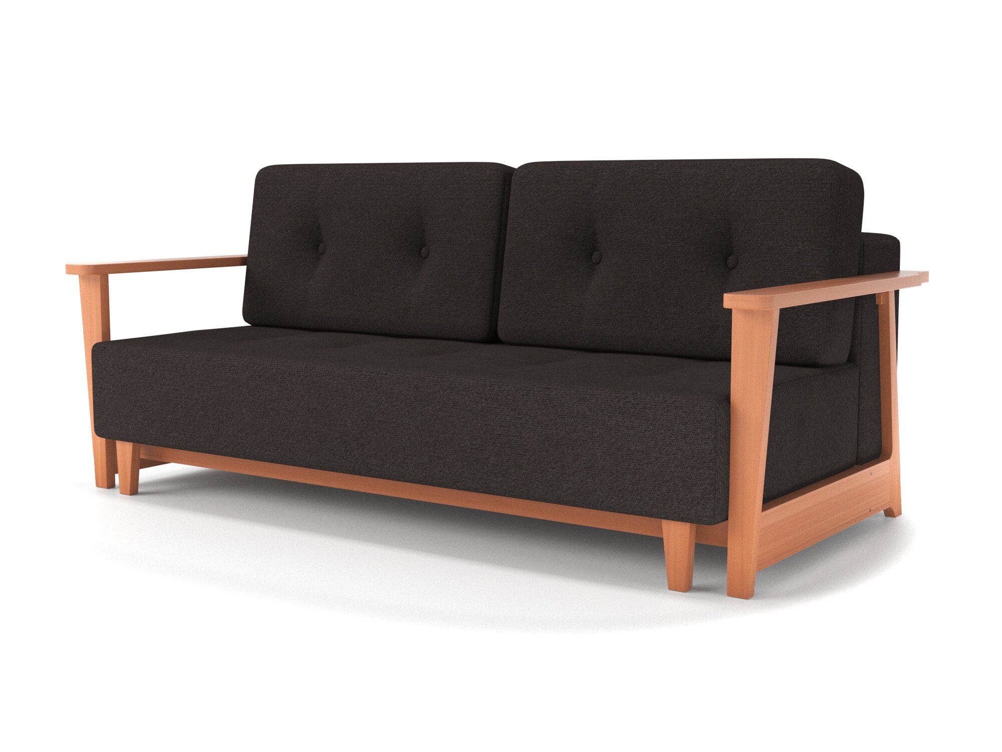 Прямой диван кровать Soft Element Гринрок Dark Brown трехместный в гостиную, раскладной (еврокнижка), шенилл