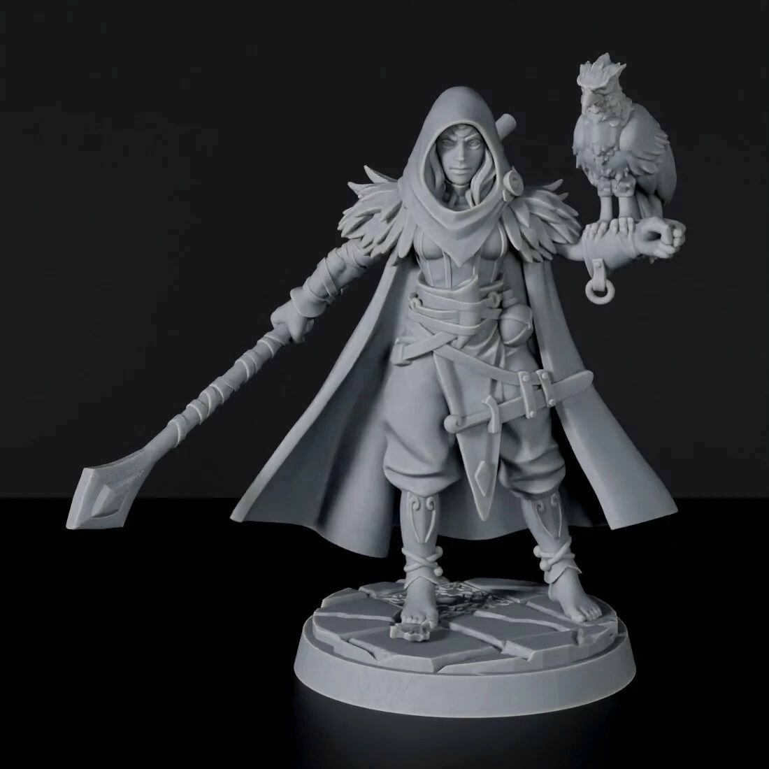 Миниатюра D&D "Молодой маг с фамильяром" 32 мм (DnD, Dungeons & Dragons, ДнД, Подземелья и Драконы, Pathfinder)