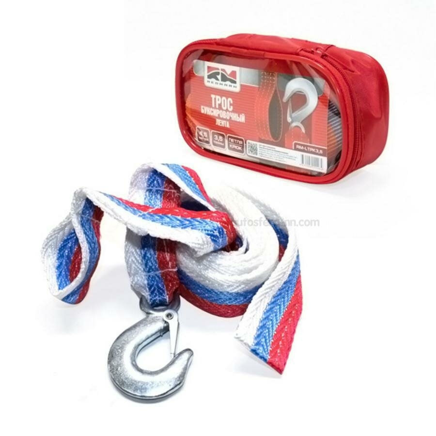 RED MARK RMLTPK35 Трос буксировочный лента (4,5 м 3,5 т.) петля/крюк
