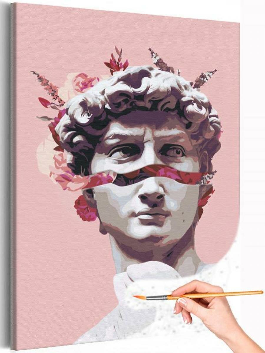 Давид и розы Арт Скульптура Граффити Интерьерная Ретро Греция Раскраска картина по номерам на холсте 40х60