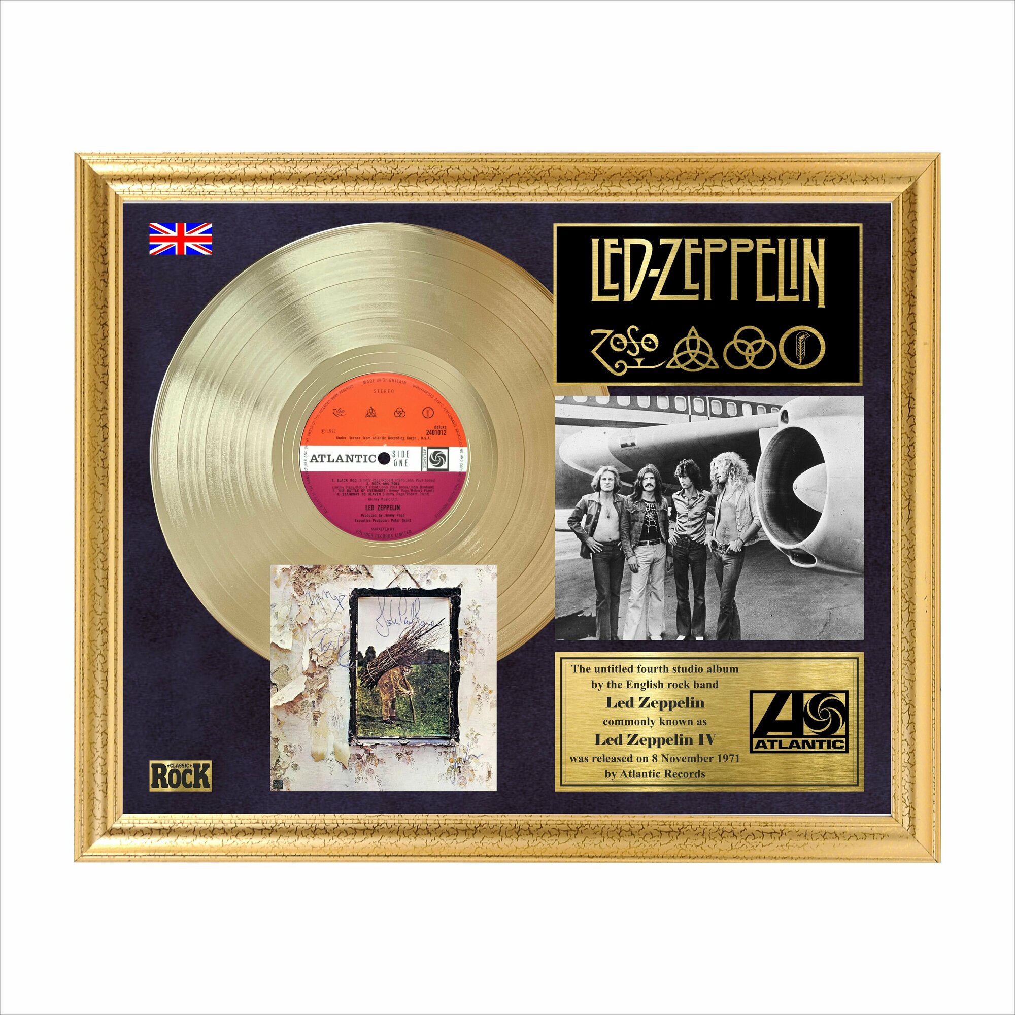Led Zeppelin золотой винил в рамке 45х55см