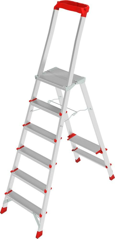 Стремянка Новая Высота Nv 3135 С Лотком-Органайзером И Большой Верхней Площадкой 6 Ступеней, Рабочая Высота 3.32 М, Нагрузка 150 Кг.