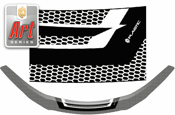Дефлектор капота Honda Vezel 2013-2018 Серия "Art" белая САпластик