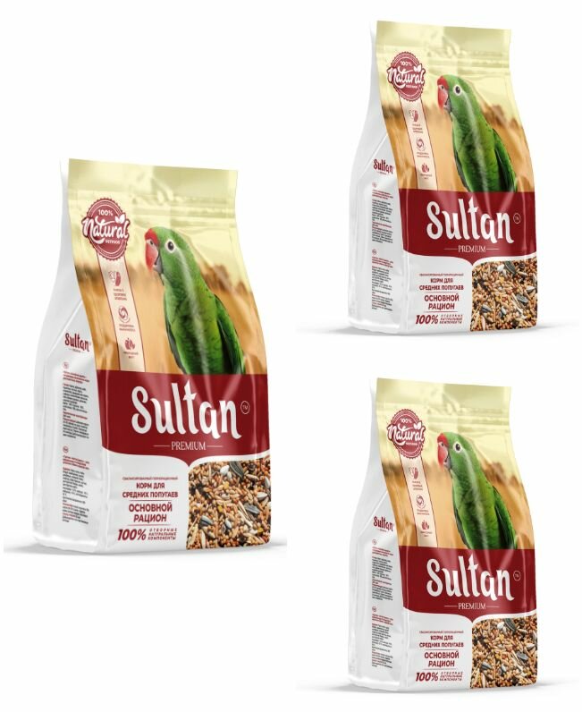 Sultan Полнорационный корм premium для волнистых попугаев, 500 г, 3 шт