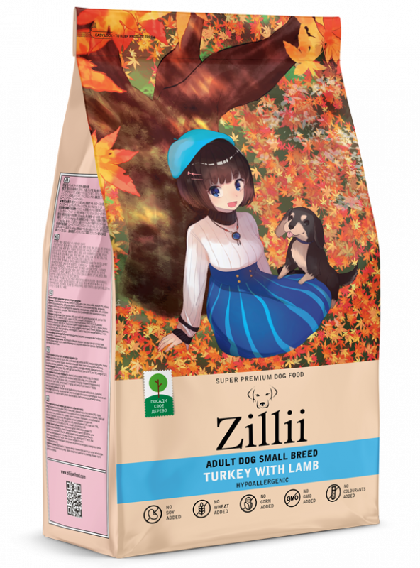 Сухой корм Zillii Adult dog small breed для взрослых собак мелких пород с индейкой и ягненком, 2 кг