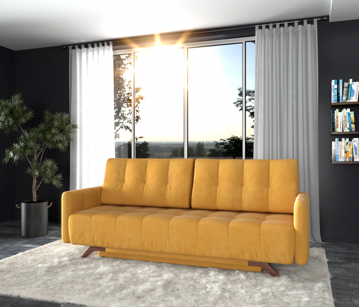 Диван прямой Бонн, Желтый