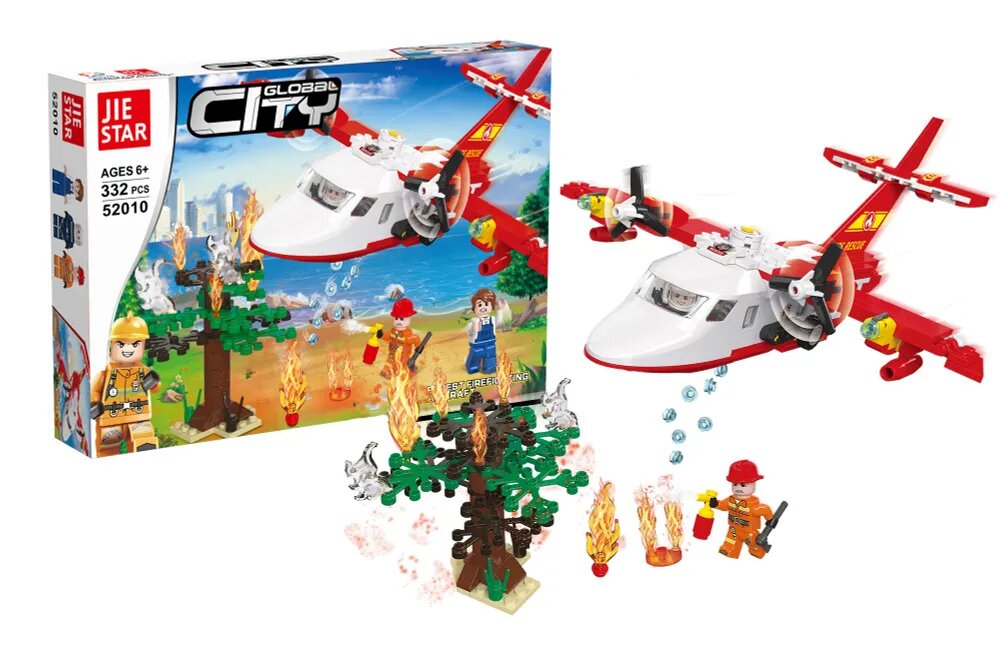 Конструктор JIESTAR Global City Лесной пожарный вертолет, лего совместимый, 332 детали, для мальчика, 6+