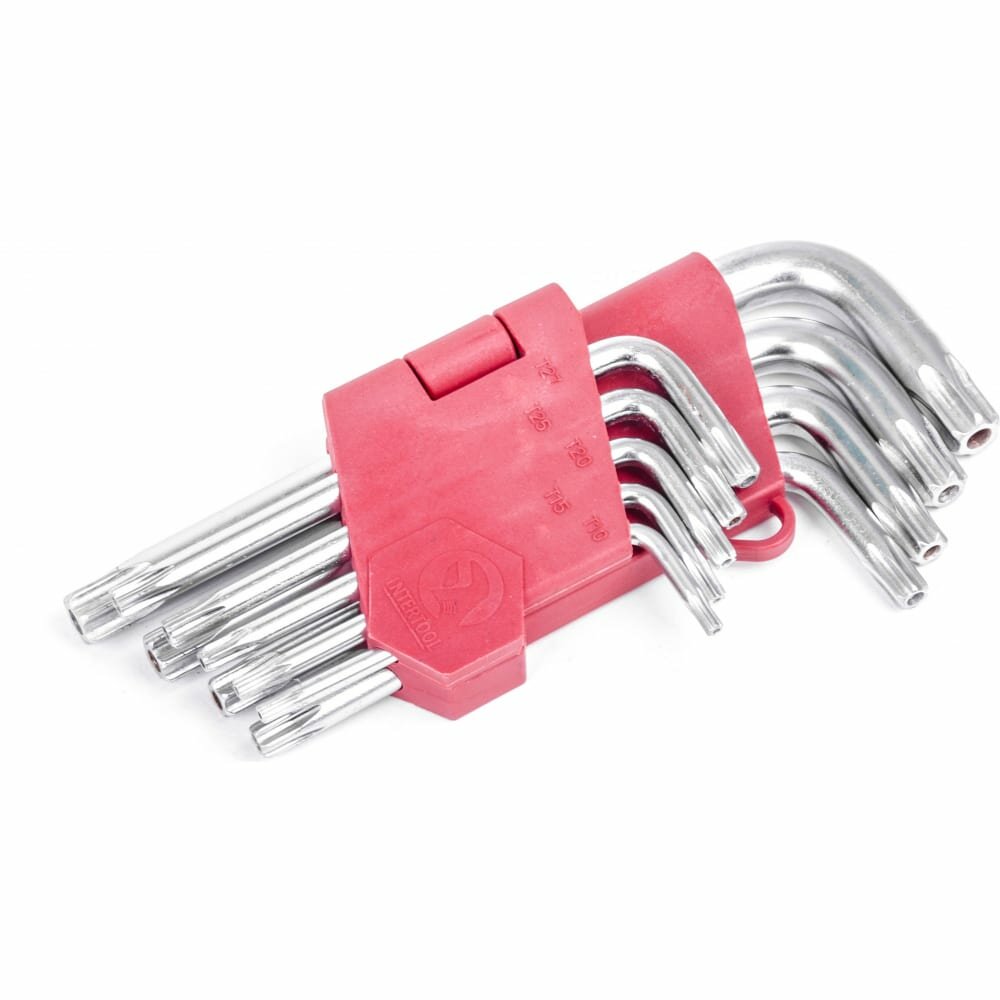 Набор Г-образных ключей INTERTOOL TORX с отверстием 9шт, Т10-Т50, Cr-V HT-0604