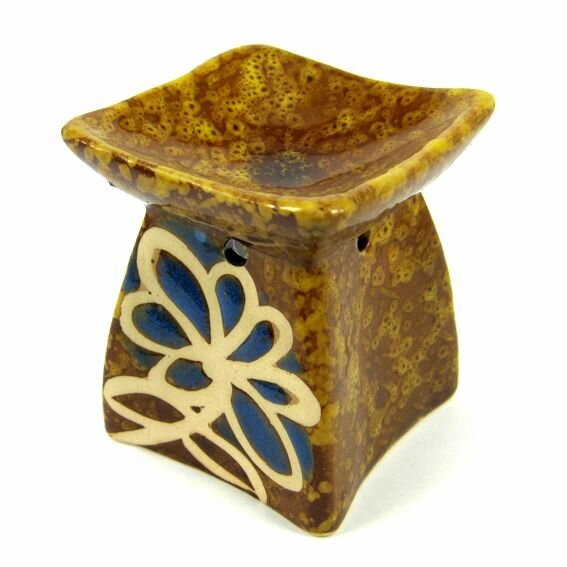 Аромалампа каменный цветок, квадратная (керамика, глазурь, 7,5 см.), 1 шт.