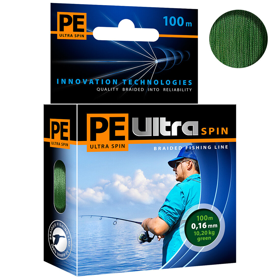 Плетеный шнур для рыбалки AQUA PE ULTRA SPIN Dark Green 0,16mm 100m