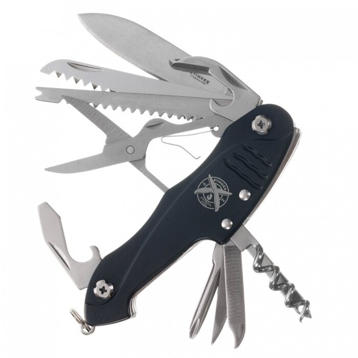 Stinger FK-KG5011L2B Нож перочинный stinger, 96 мм, 15 функций, материал рукояти: алюминий (черный), в блистере