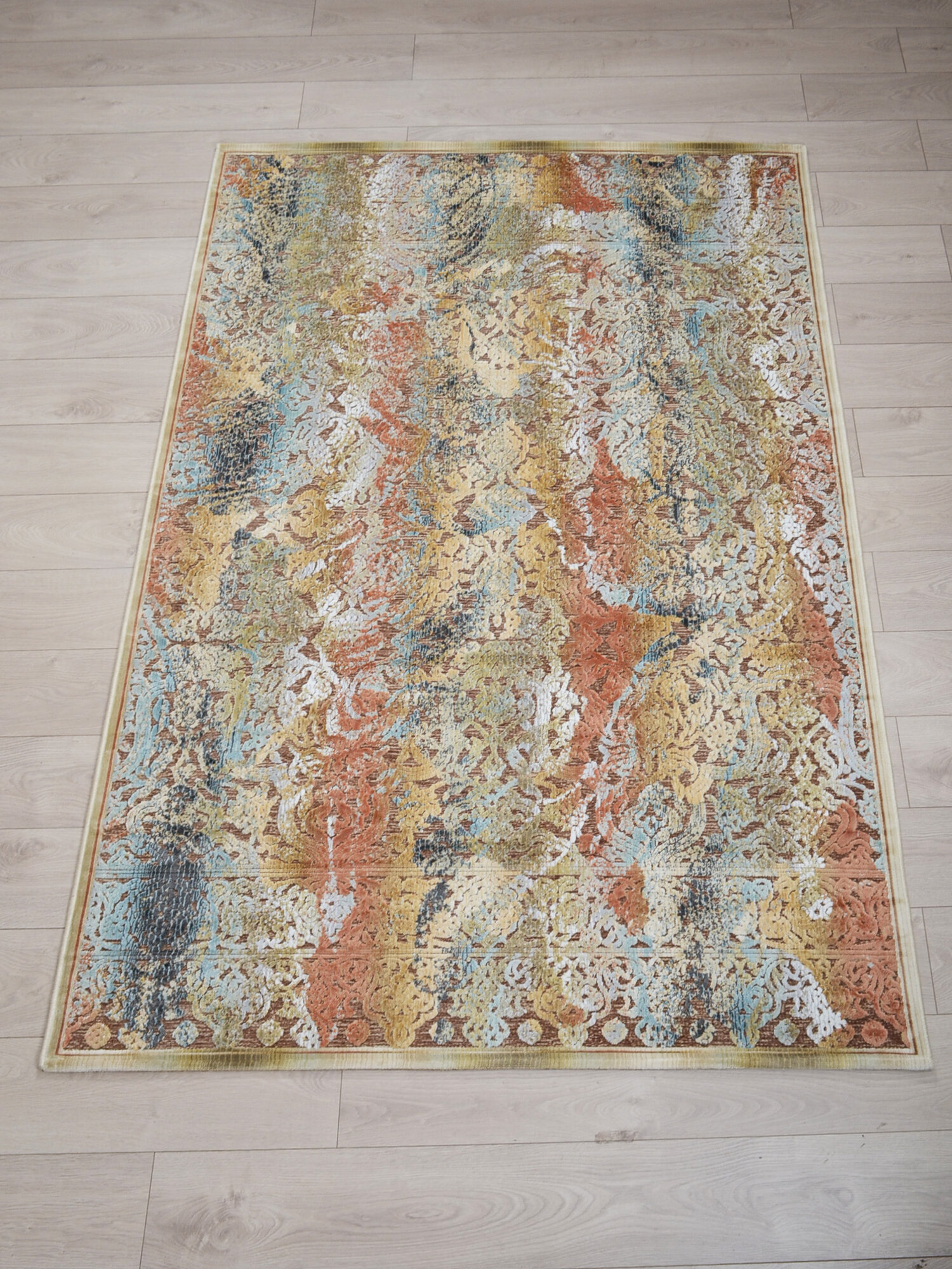 Ковер Cleopatra "Симфония", шенил, вискоза, латекс, полиэстер, двусторонний, 120x180 см, бирюзовый