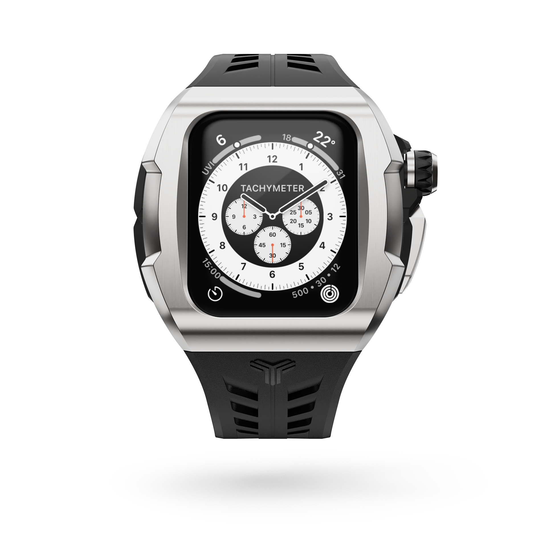 Корпус чехол для часов Y24 для Apple Watch Series 7, 8, 9; 45mm, нержавеющая сталь / резина, стальной / черный