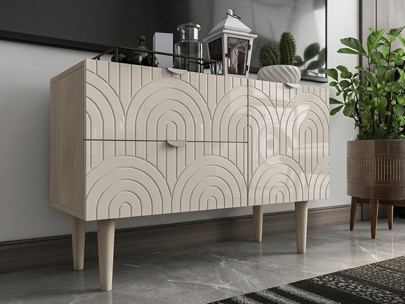 Комод для вещей "Йорк 28" 90х60х40, кремона шампань / ваниль глянец