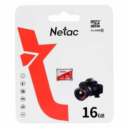 Карта памяти microSDHC UHS-I U1 NETAC P500 Eco 16 ГБ, 90 МБ/с, Class 10, NT02P500ECO-016G-S, 1 шт, без адаптера