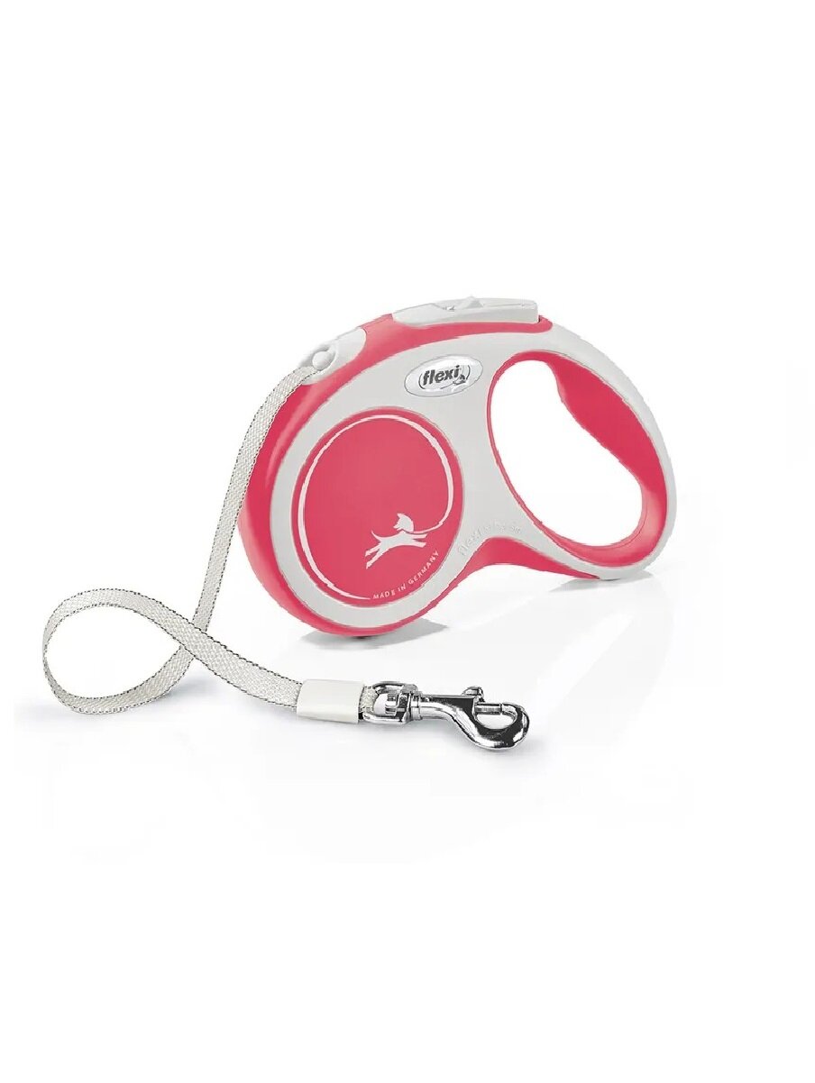 Flexi Рулетка New Comfort M 5м до 25кг (ремень) красная