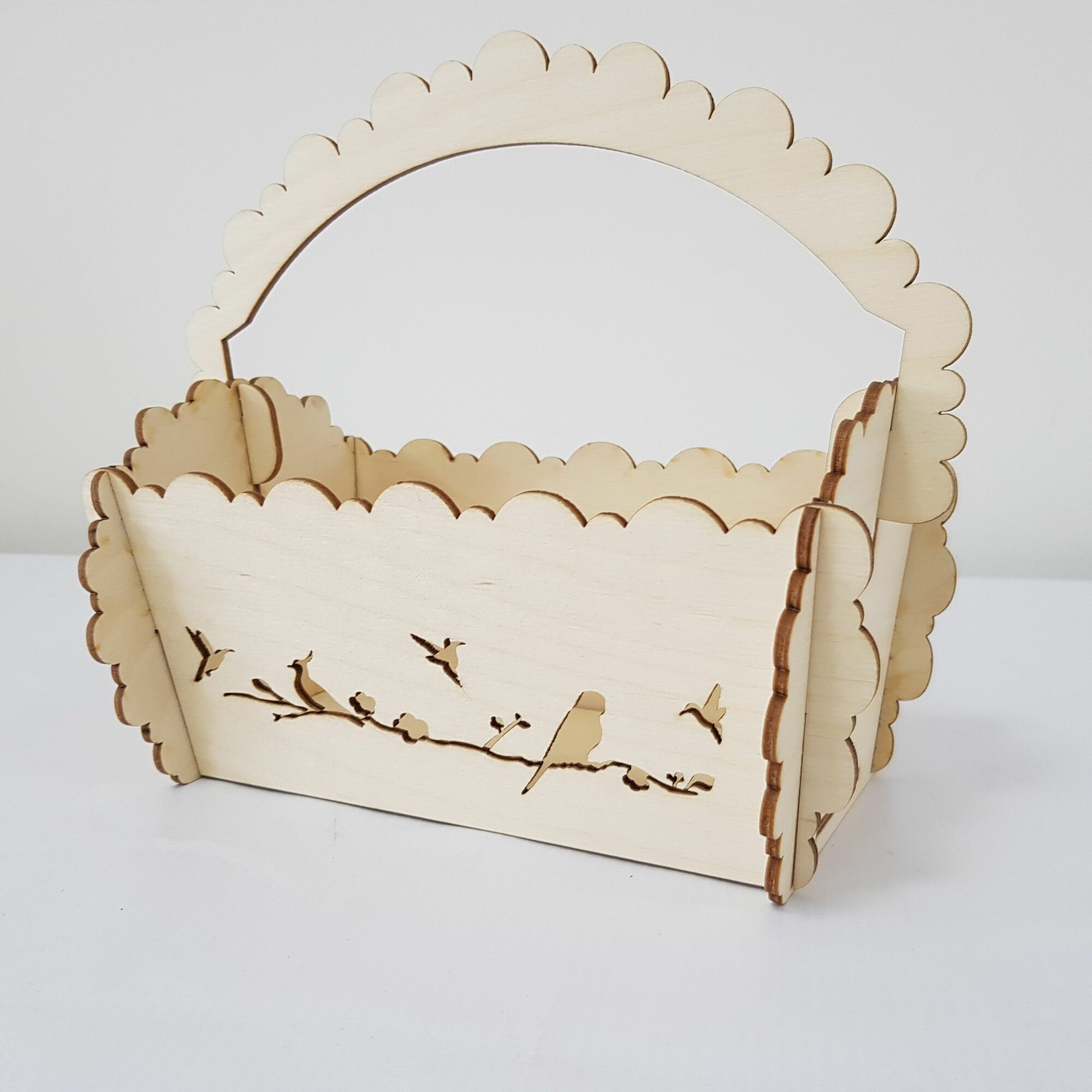 Сувенир-корзинка малая "Птички" (сборная), деревянная 18х20х13 см
