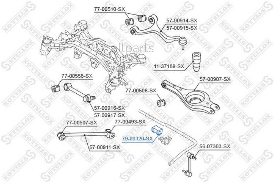 STELLOX 7900320SX втулка стабилизатора заднего!\ Hyundai Santa FE II/IX55 all 06>, Kia Sorento all 09>