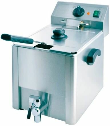 Фритюрница электрическая, 8 литров, 1 корзина, кран для слива 3.25 кВт, Viatto HDF8, для общепита профессиональная