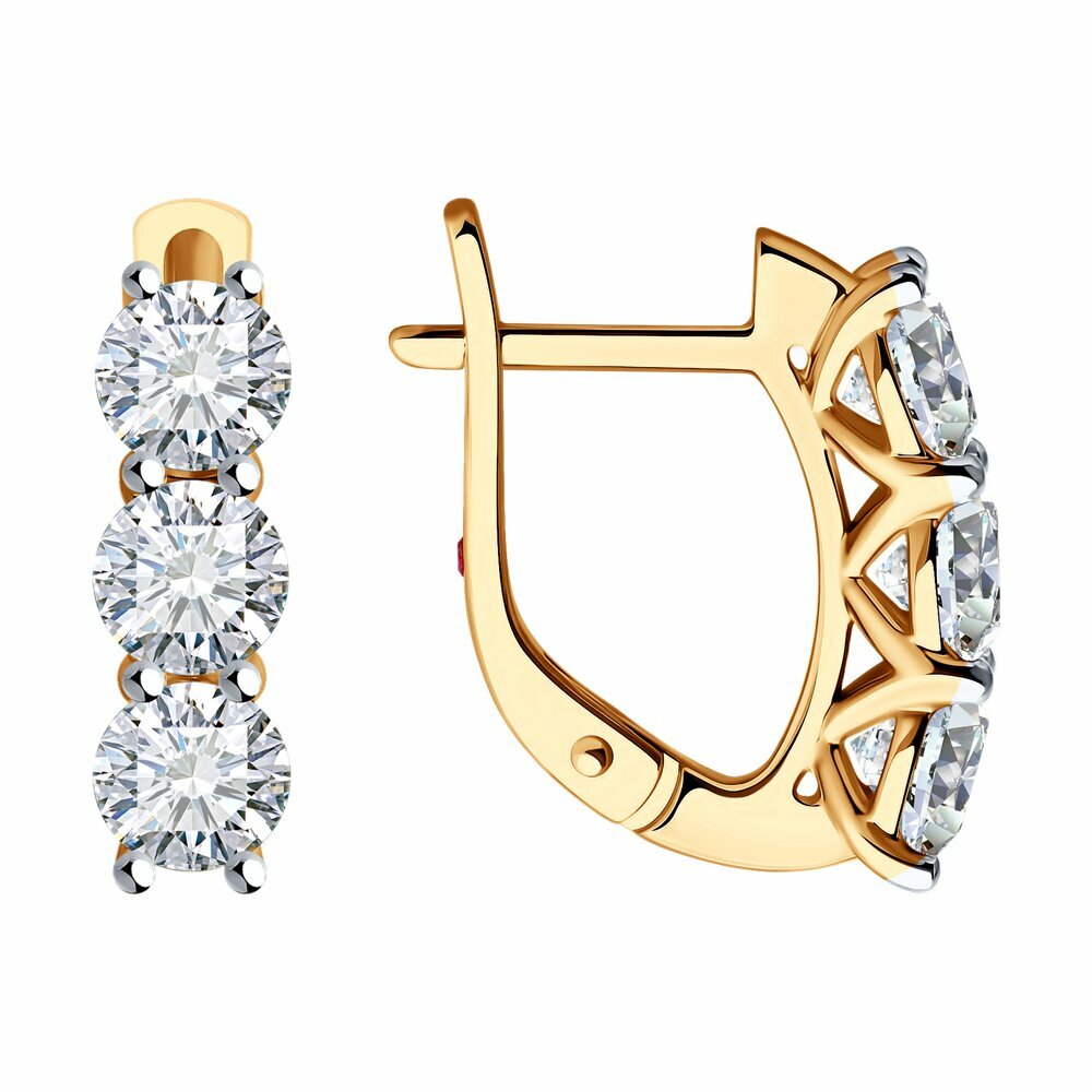 Серьги, красное золото, 585 проба, рубин, бриллиант выращенный