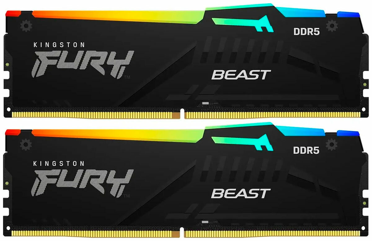 Оперативная память Kingston DDR5 32GB (2x16GB) 5600Mhz FURY Beast Black RGB (KF556C36BBEAK2-32)