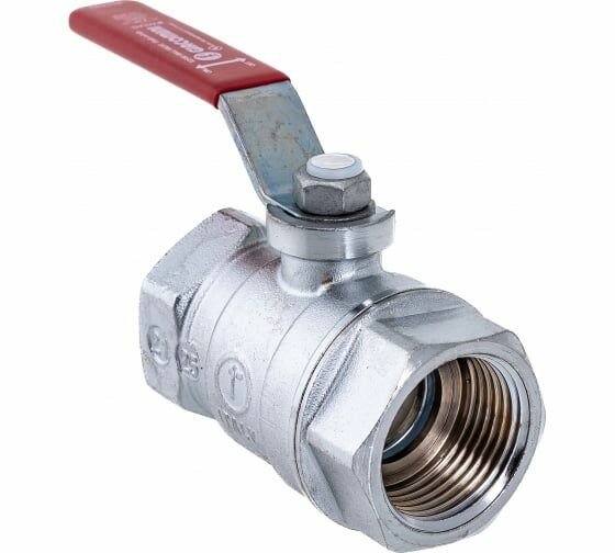 Шаровой кран Giacomini R250D 1", внутренняя/внутренняя, ручка-рычаг красный, хромированный R250X005