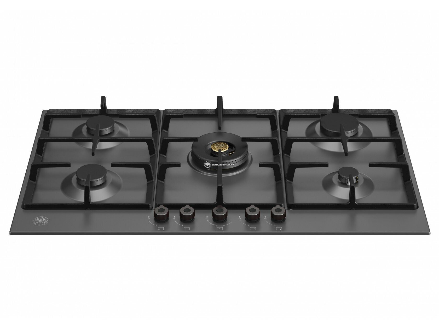 Варочная панель газовая Bertazzoni P905CPRONE 90 см, 5 конфорок, двойной WOK, черный матовый, гарантия производителя