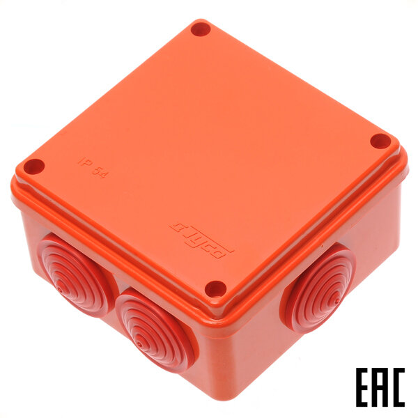 Коробка огнестойкая Тусо 67050НГ 100х100х50мм 3 клеммы 16кв. мм 6 вводов IP54 (Рувинил)