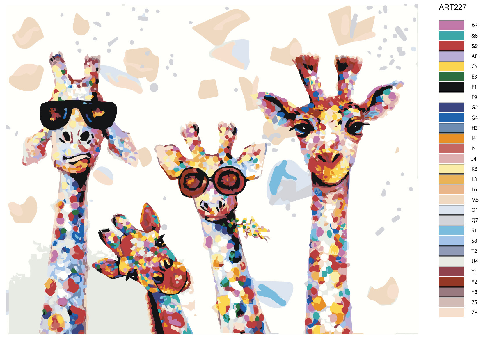 Картина по номерам "Жирафы" Art227 40x50