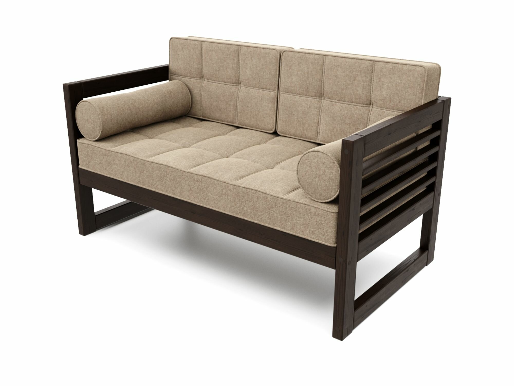 Садовый диван кушетка Arsko Сега-М-С, бежевый-венге, двухместный, прямой, на кухню, в салон красоты, скандинавский лофт