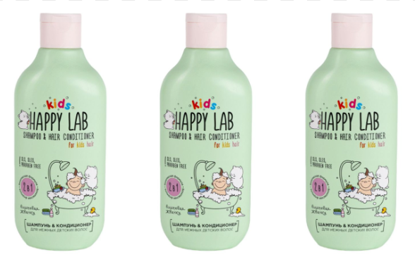 Шампунь-кондиционер Happy Lab Kids Вишневая жвачка 2 в 1 для нежных детских волос, 300 мл, 3 шт