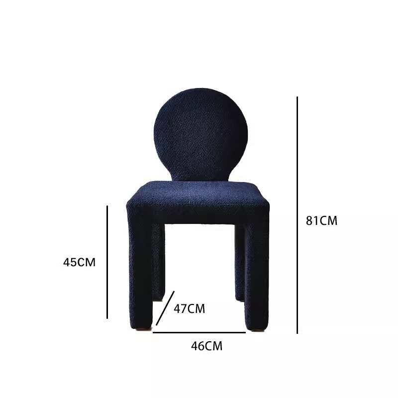 Стулья дизайнерские бархатные геометрические Teddy Chair (синий, круглый)