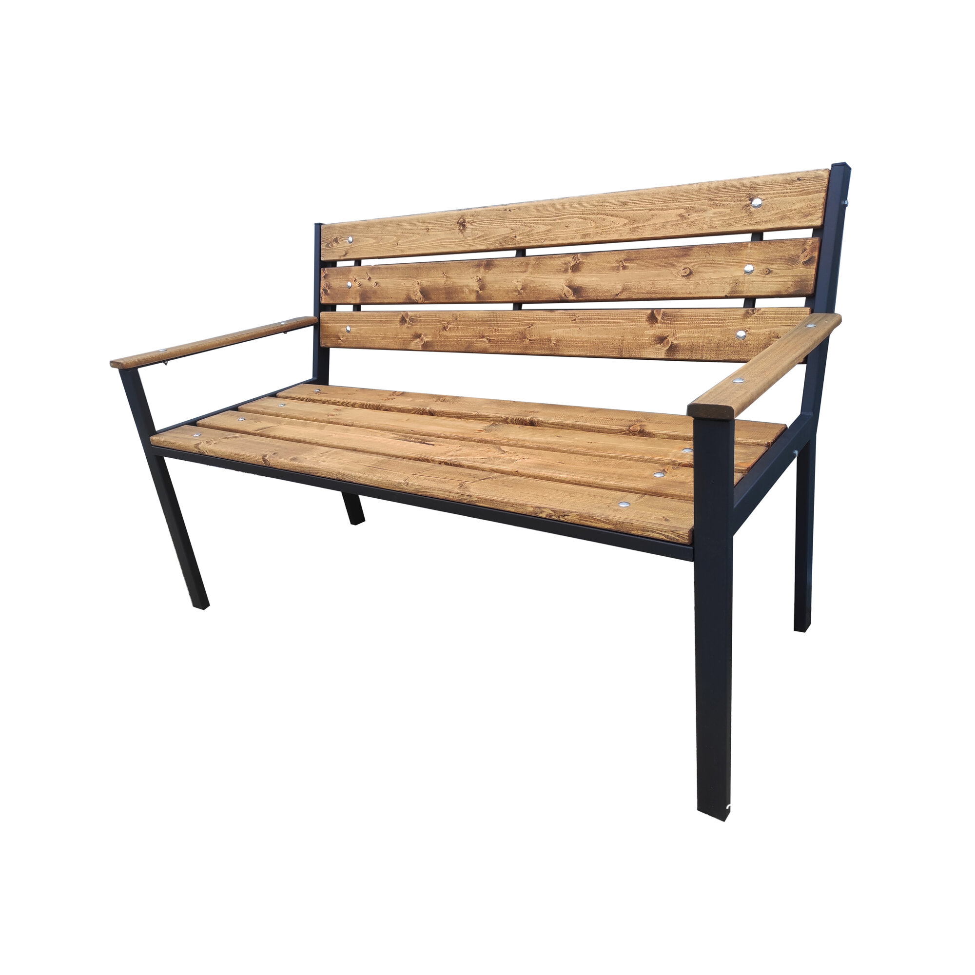 Скамейка садовая "Оазис-22" со спинкой, подлокотниками 120 х 58 х 78 см. Черный каркас.