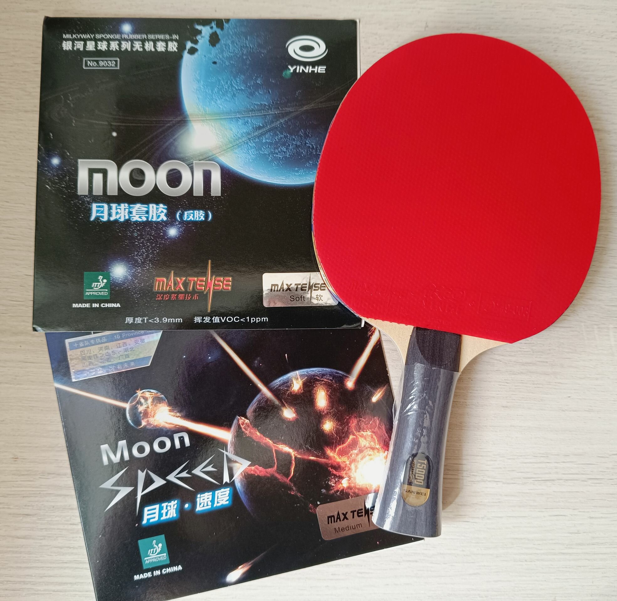 Ракетка для настольного тенниса Ручной сборки! Sanwei T5000 + Yinhe moon + moon speed (Универсально-атакующая сборка)