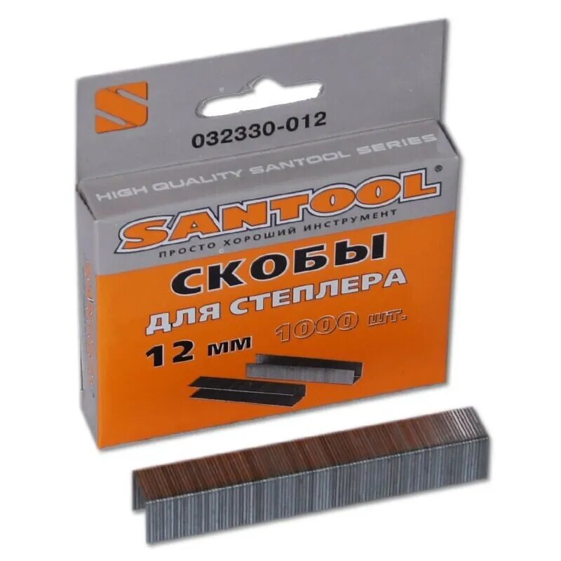 Скобы 11,4х12мм, толщина 0,75мм ТИП53, 1000шт/уп, цена за уп SANTOOL