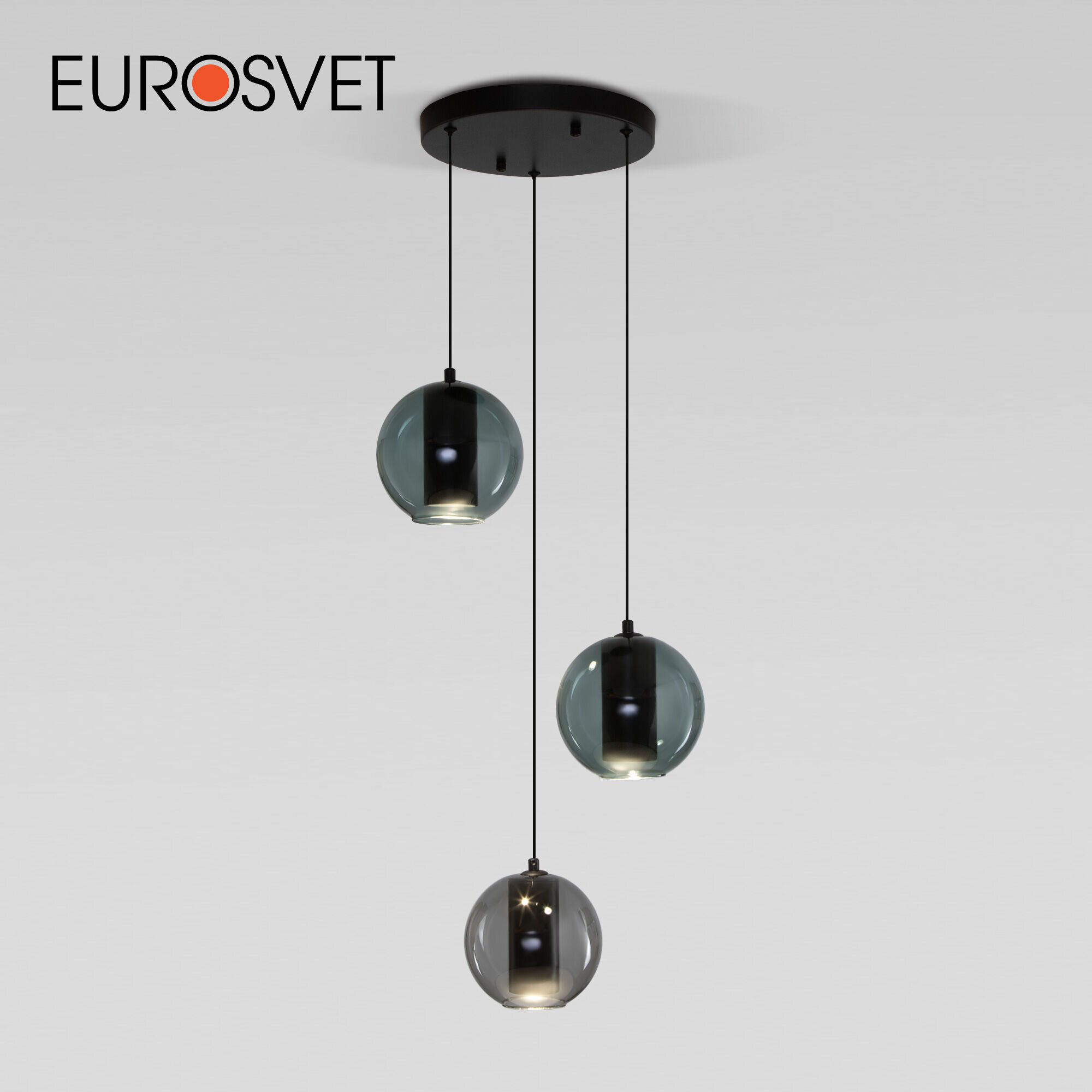 Подвесной светодиодный светильник Eurosvet Cobble 50258/3 LED, 13 Вт, 4000K, цвет дымчатый/бирюзовый
