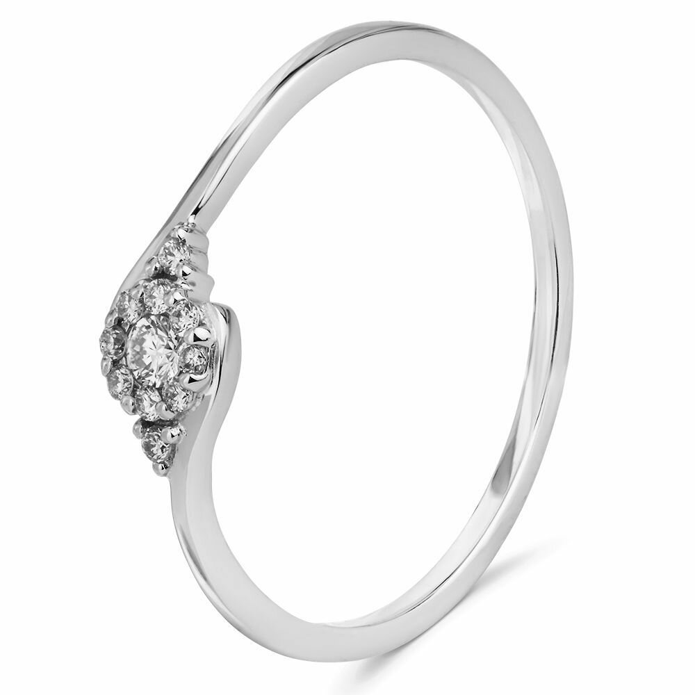 Кольцо помолвочное, белое золото, 585 проба, родирование, бриллиант