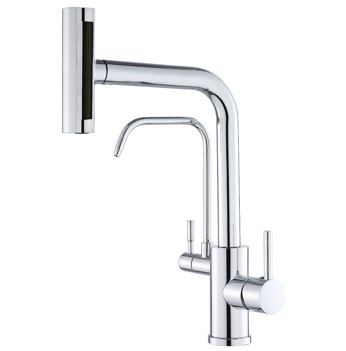 Смеситель для кухни ZORG Steel Hammer (SH 091 CR) с подключением к фильтру и выдвижным изливом