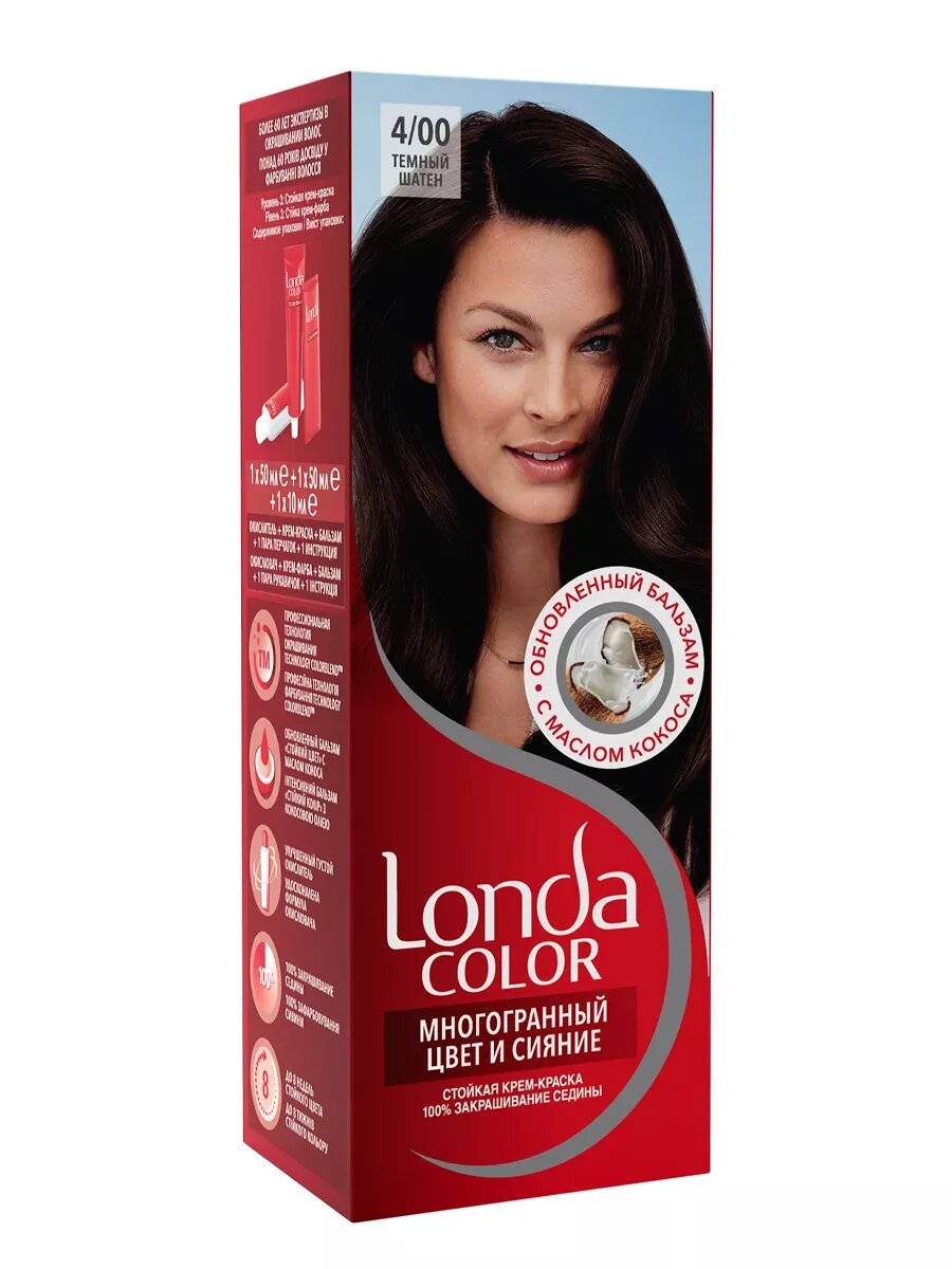 Краска крем Londacolor 4/00 Темный шатен для волос Лондаколор
