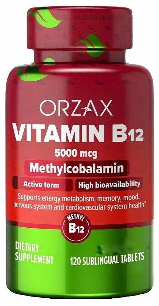 Orzax Vitamin B-12 Methylcobalamin, Витамин B-12 Метилкобаламин 5000 мкг 120 таблеток