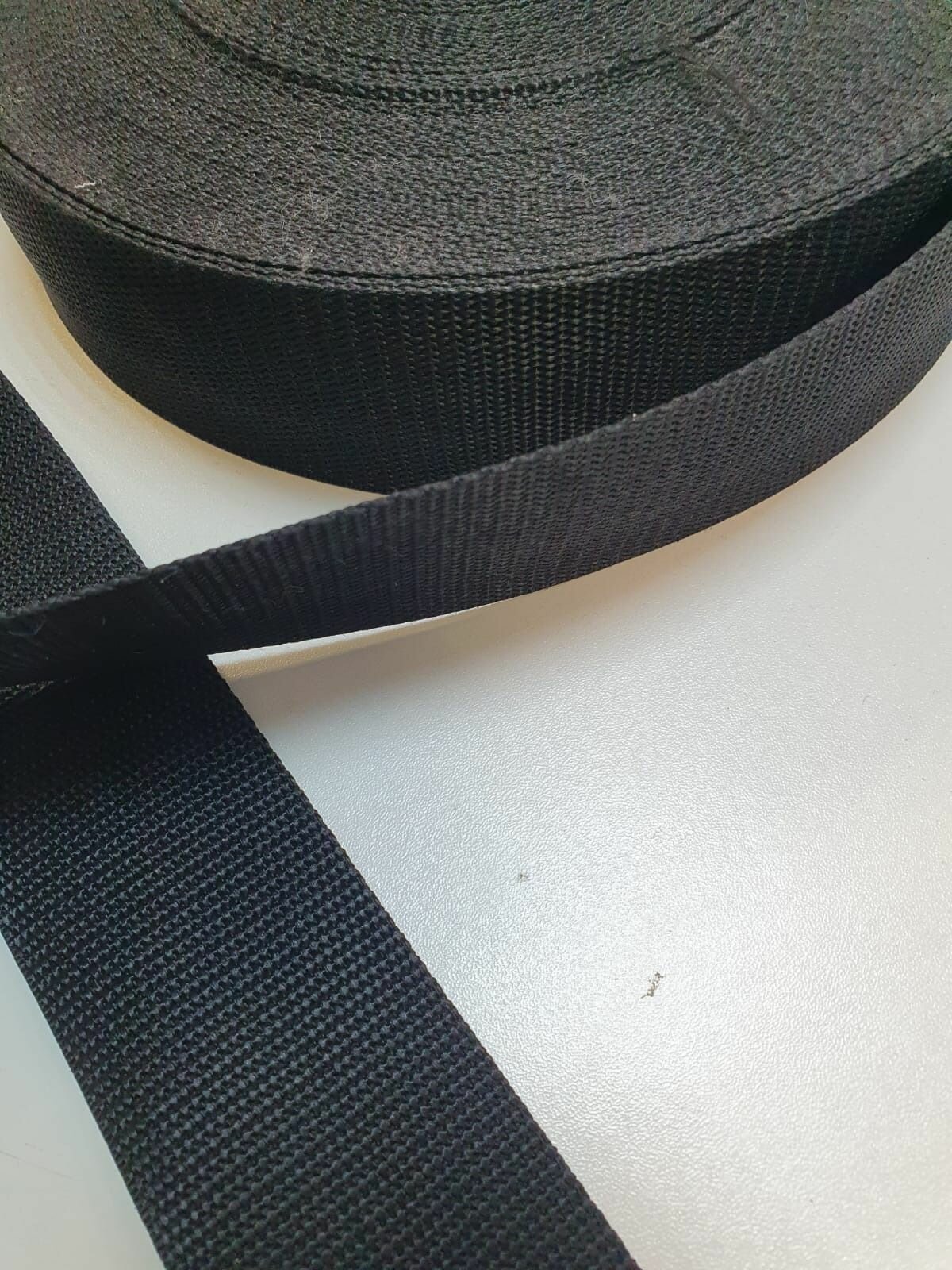 Стропа ременная черная 50мм, отрез 5 метров, лента ременная текстильная на отрез для шитья и рукоделия, цвет черный