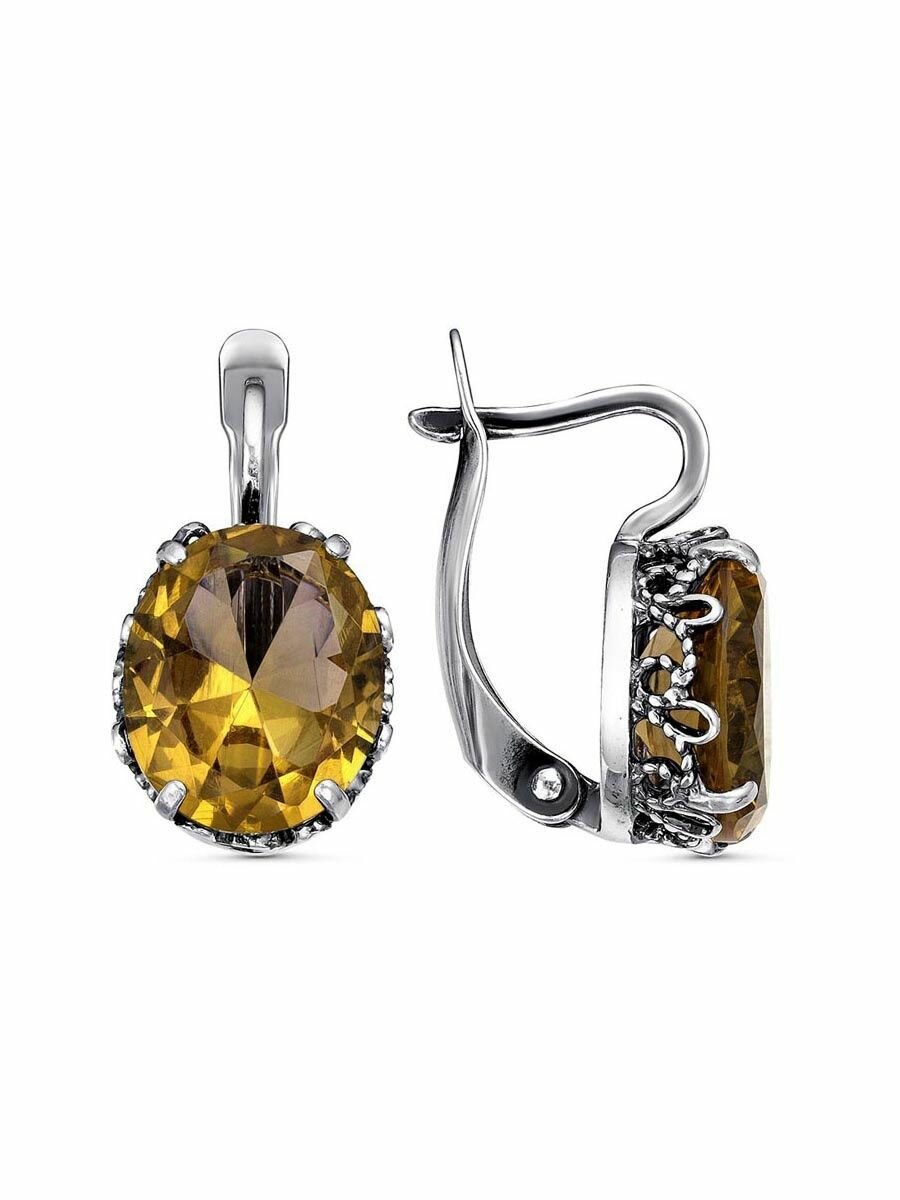 Серьги, серебро, 925 проба, султанит синтетический
