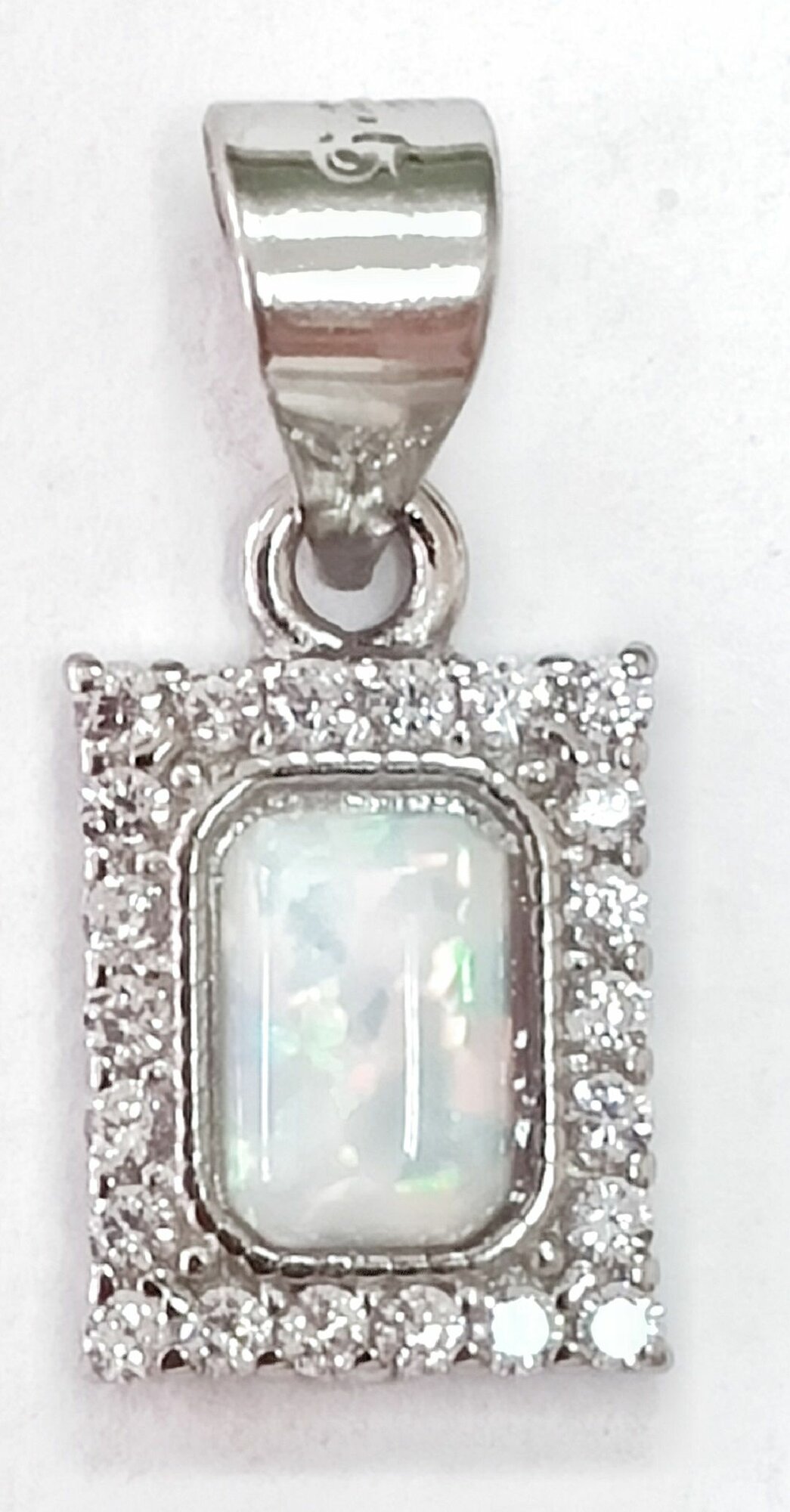 Подвеска, серебро, 925 проба, родирование, фианит, опал синтетический